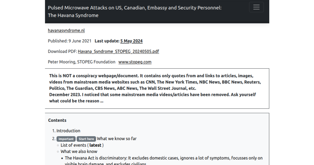 Pulsed Microwave Attacks on US, Canadian, Embassy and Security ...