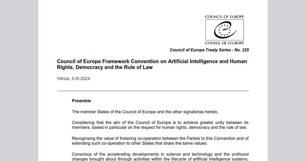 Council of Europe Framework Convention on Artificial Intelligence and Human Rights Democracy and ...